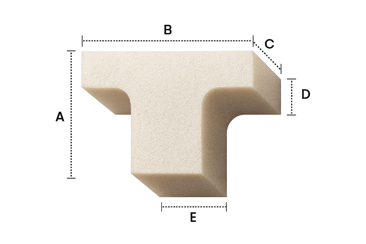 T Curved Shape Foam Cushion - Flipped | The Cushion Guys